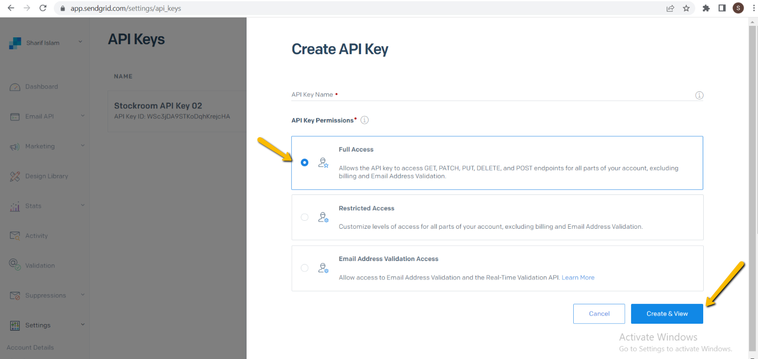 SendGrid Account Setup